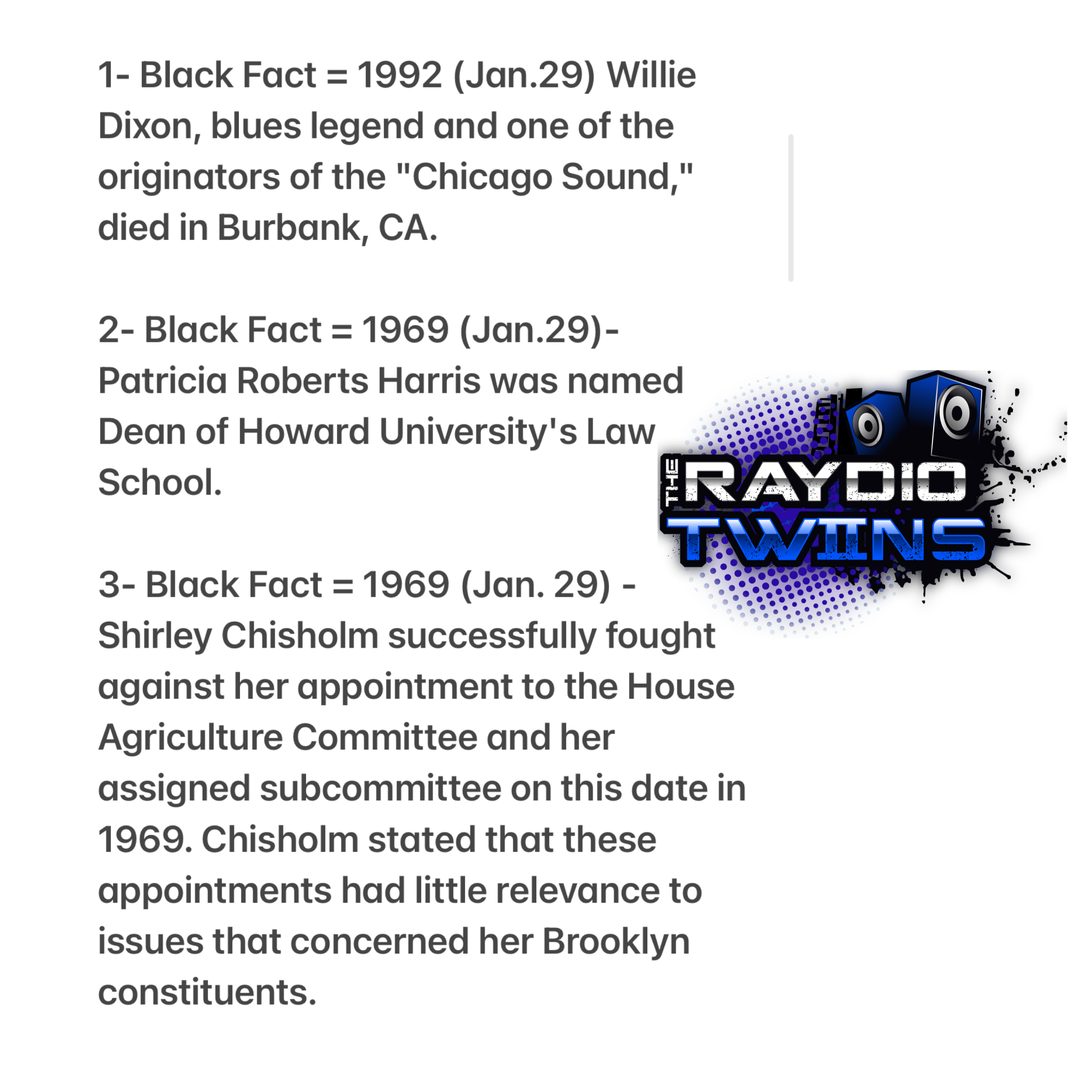 Black Fact =(1992)Willie Dixon, Patricia Roberts Harris, Shirley ...
